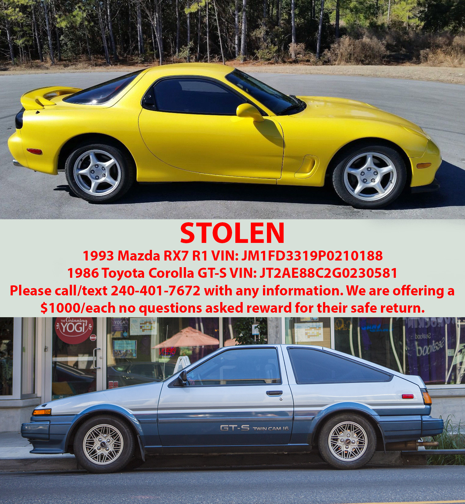 Please help us find my stolen AE86 and FD RX-7 | Japanese Nostalgic Car